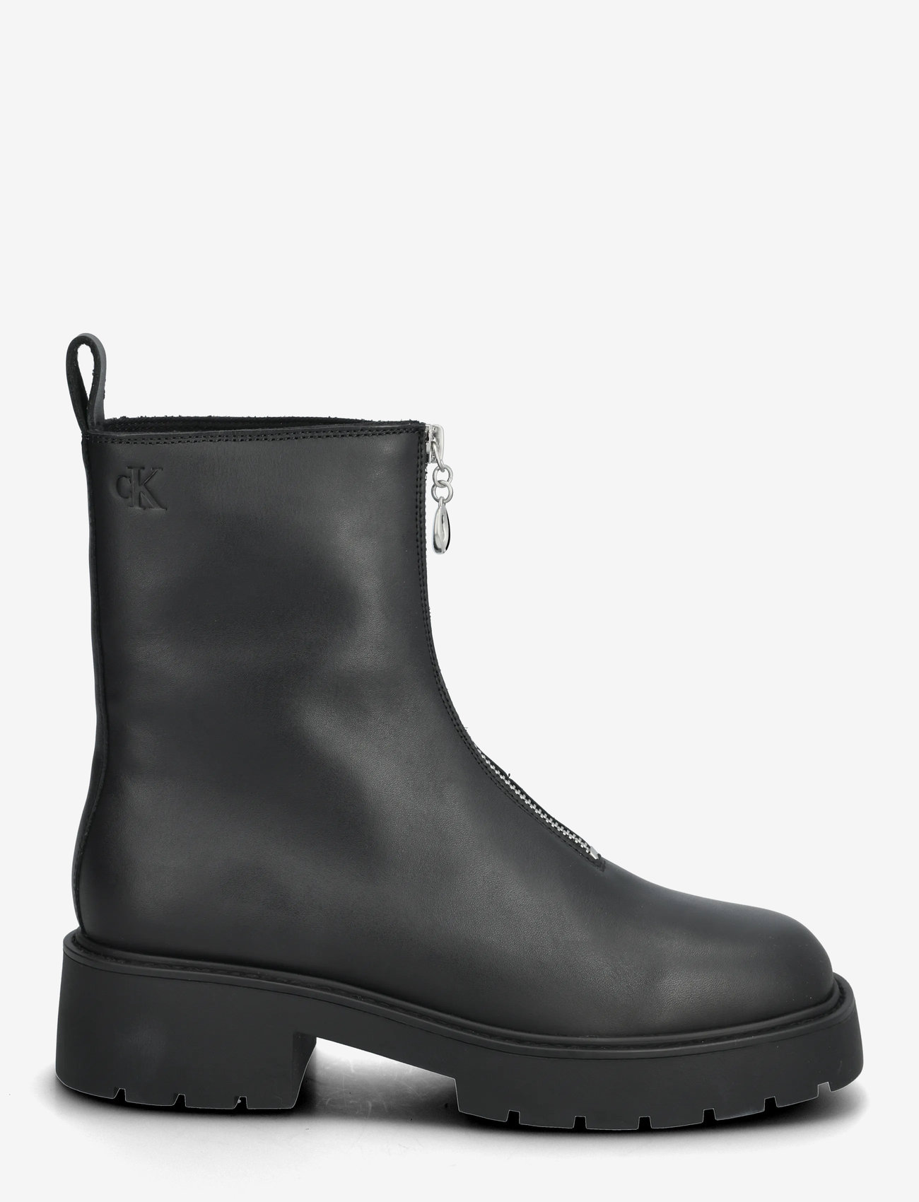 Calvin Klein Chunky Front Zip Boot – flade ankelstøvler – shop på Booztlet
