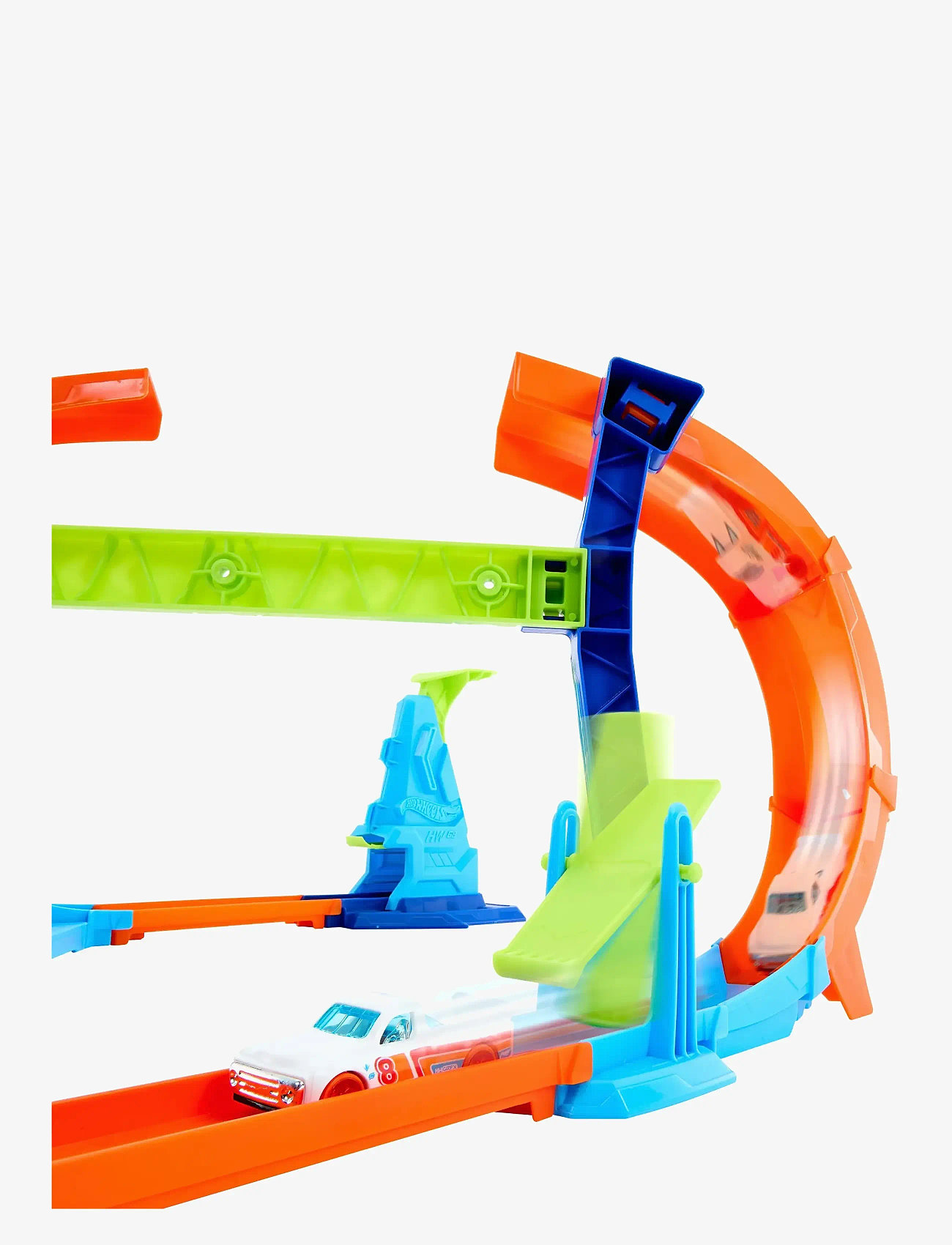 Hot Wheels Stunt Tracks Corkscrew Jump Champion Track Set & 1:64 Scale ...