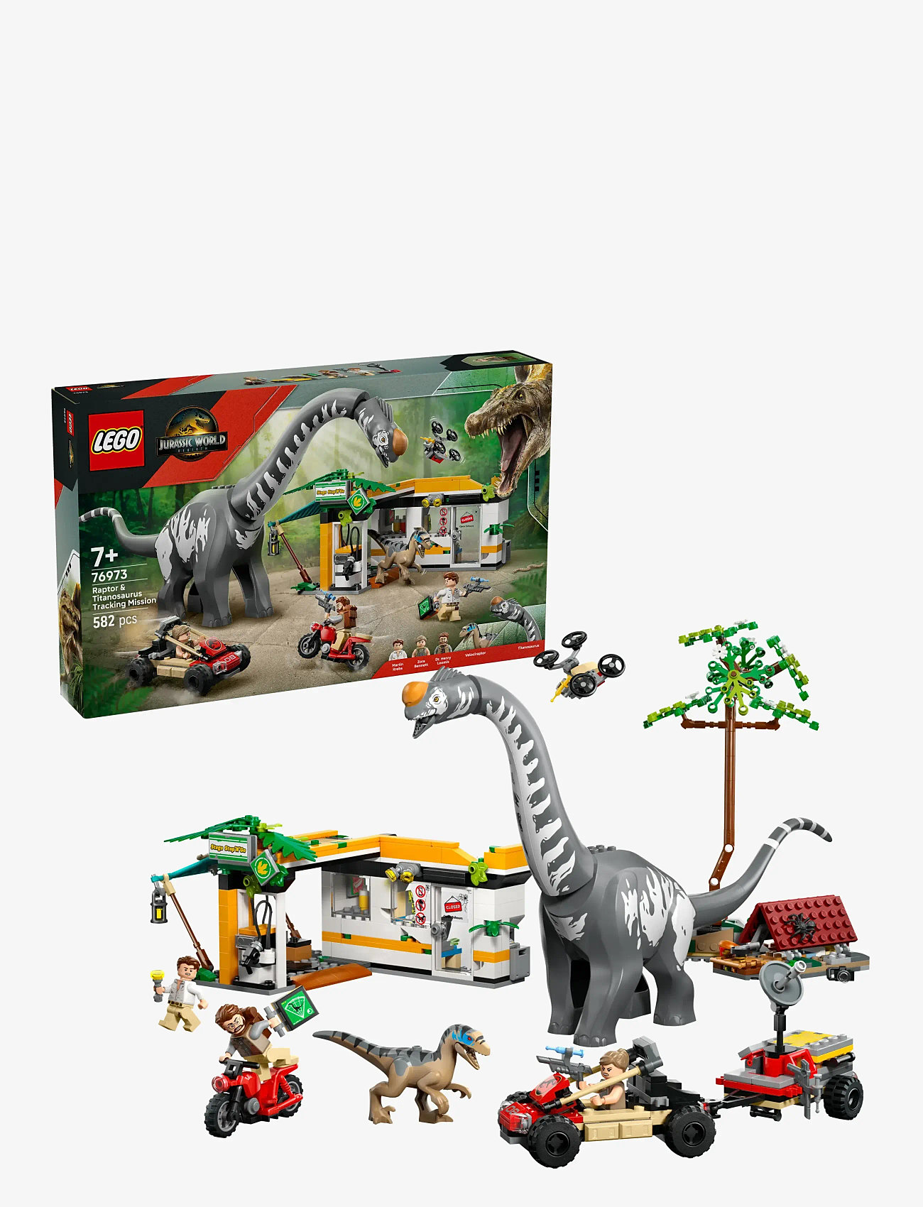 LEGO Jurassic World Raptor & Titanosaurus Tracking Mission Dinosaur Toy ...