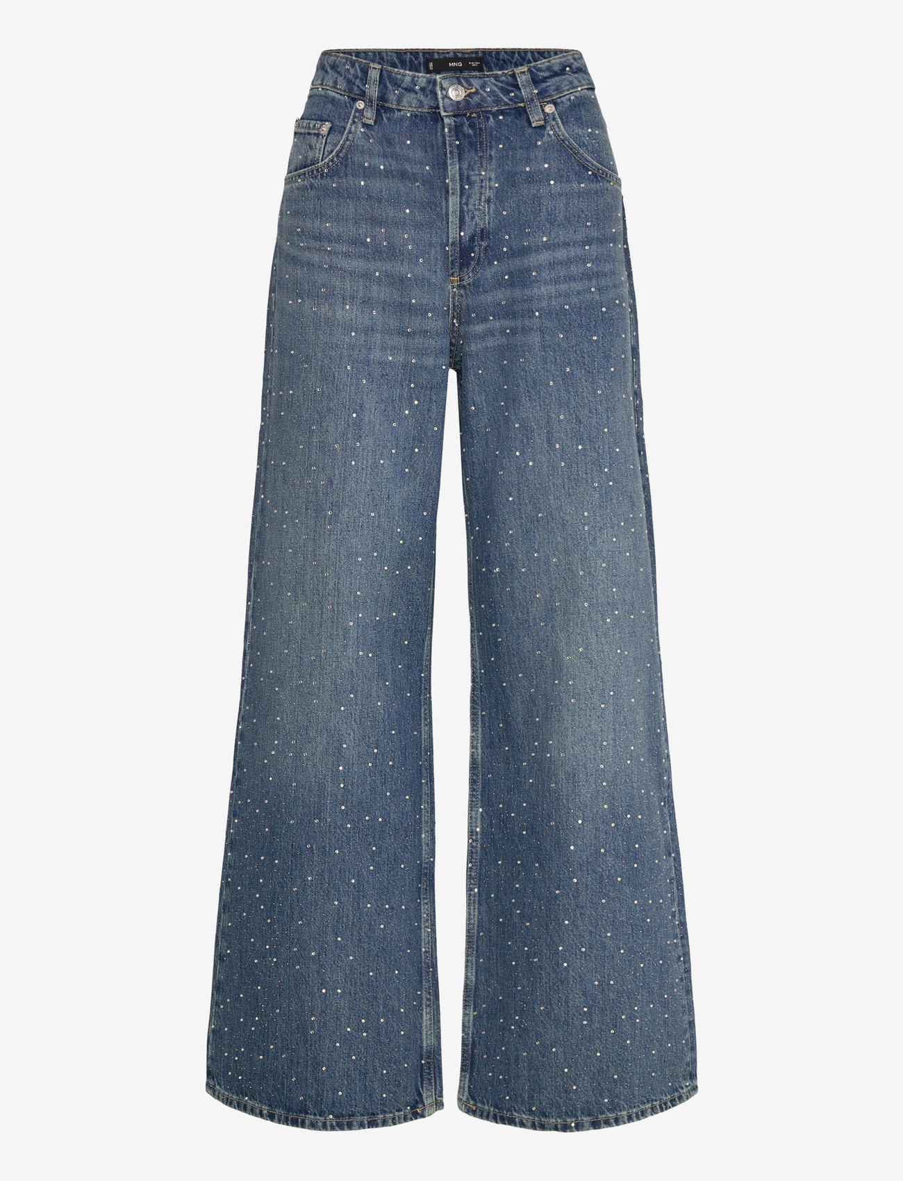 Mango Wide-leg Jeans With Rhinestones – leveälahkeiset – osta Booztlet