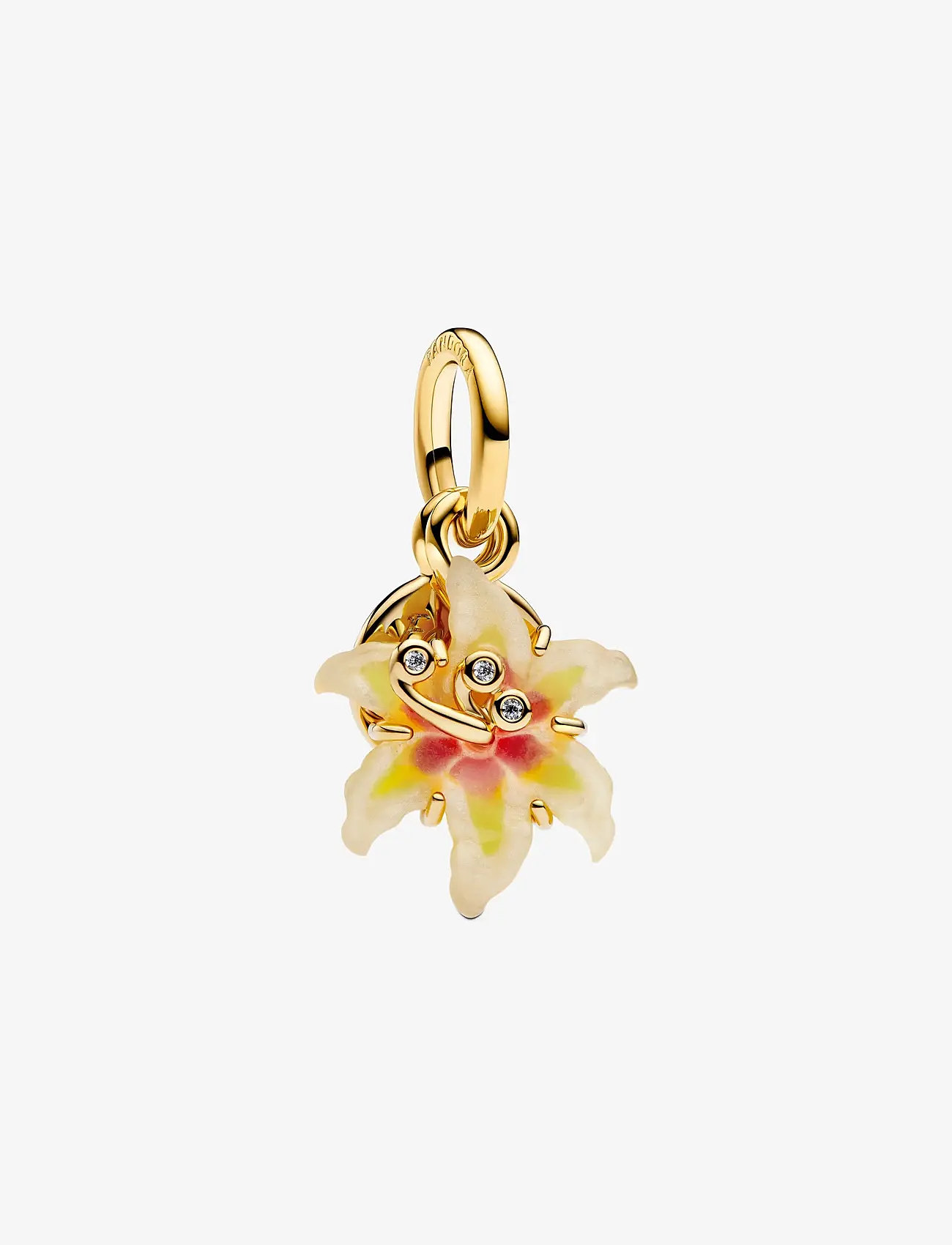 Pandora Disney Tangled Flower 14k Gold-plated Double Dangle With Clear ...