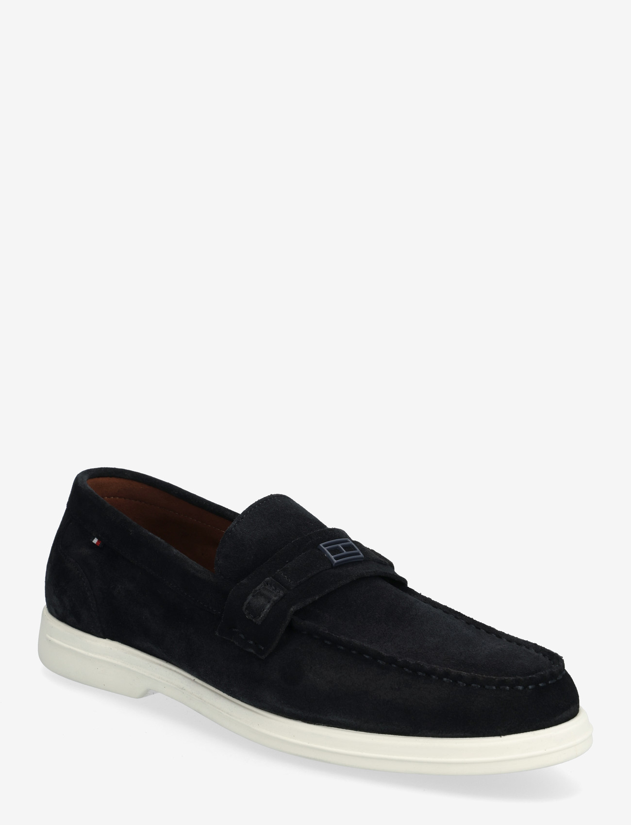 Tommy Hilfiger Light Suede Flag Hardware Loafer (Desert Sky ...